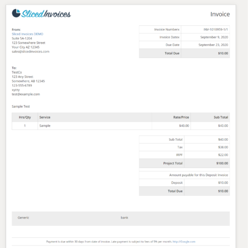 Deposit Invoices Extension | Sliced Invoices
